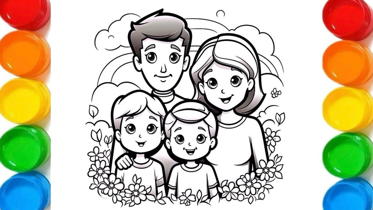 How to Draw My Family|Step by Step Family Drawing,Coloring For Kids ...