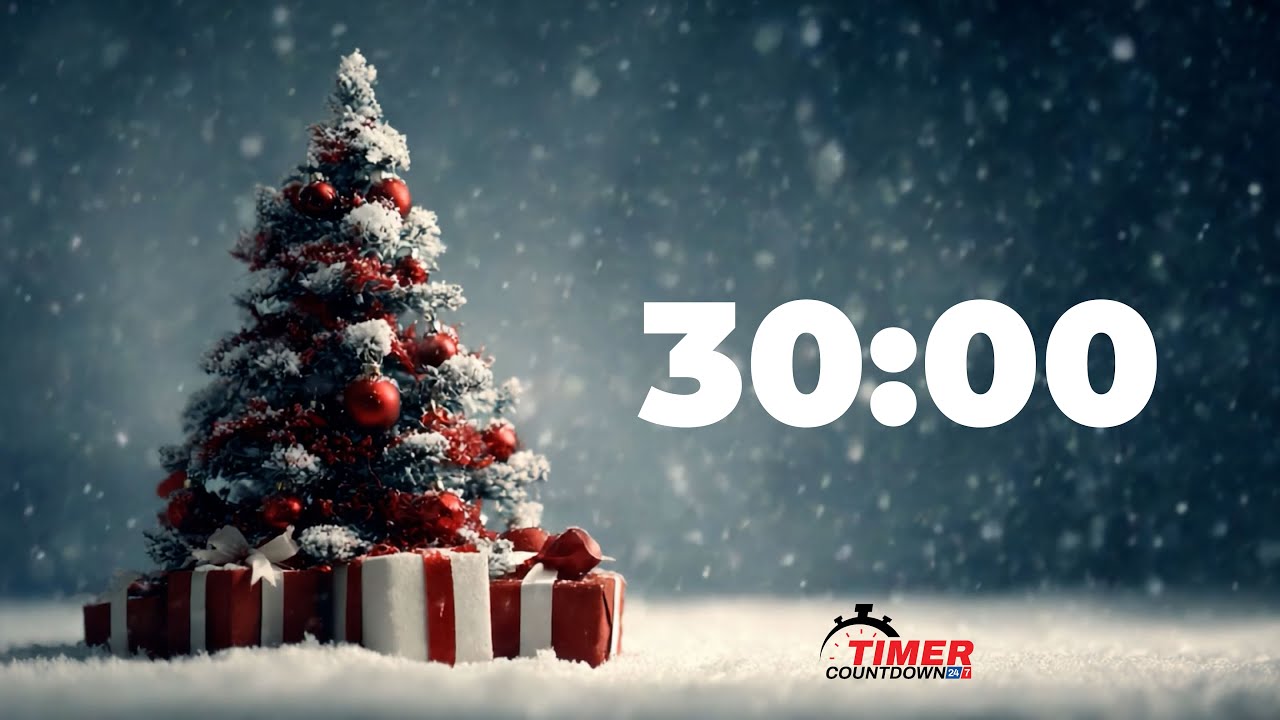 30 Minute Christmas Timer 🎅🎄 | Relaxing Snowfall Countdown with Alarm ...