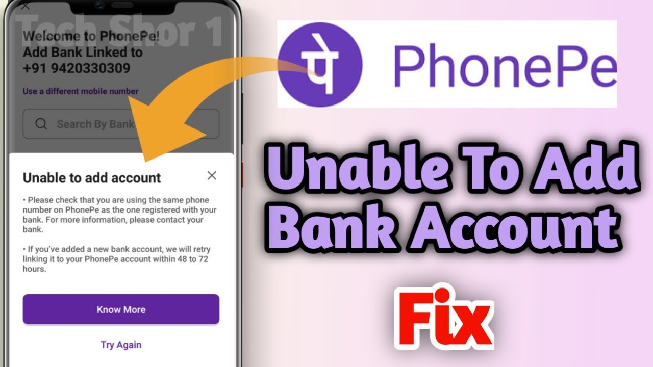 Phonepe Fix Unable To Add Bank Account Problem Solve - YouTube
