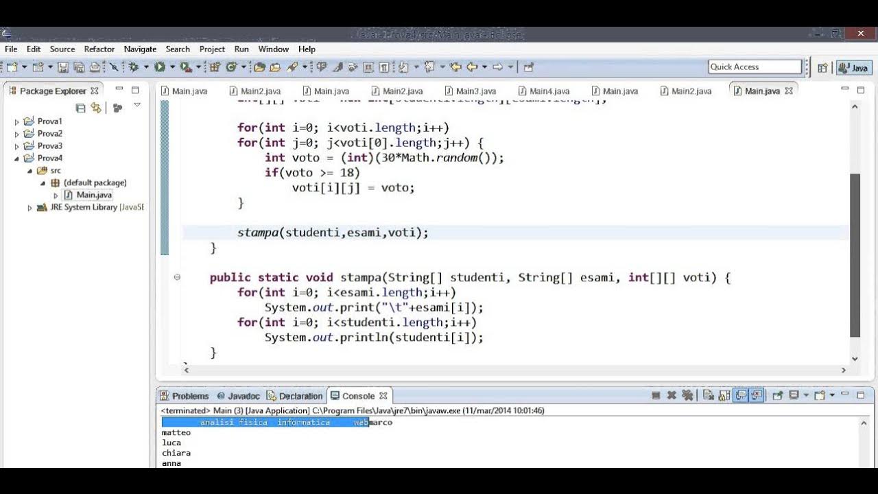 Esercizio vettori e matrici in java - YouTube