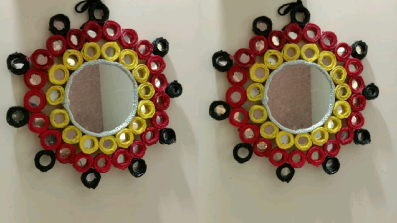 Newspaper craft idea || recycle old newspaper || mirror decoration ...
