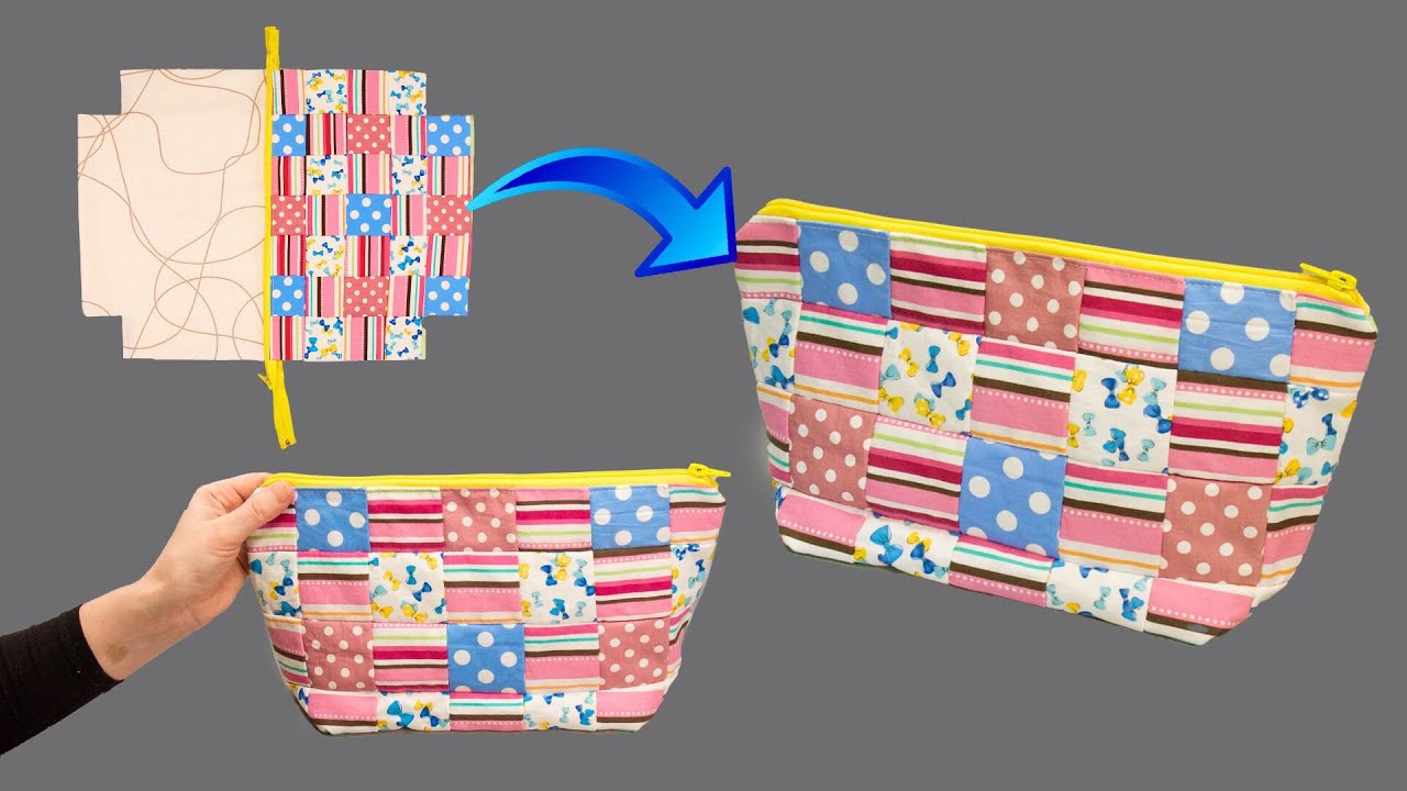 How to sew a patchwork makeup bag simply and quickly! - YouTube