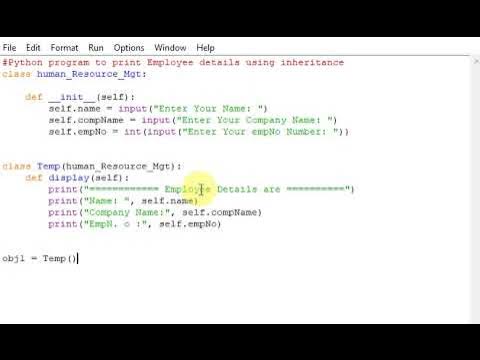 Python program to print Employee details using inheritance - YouTube