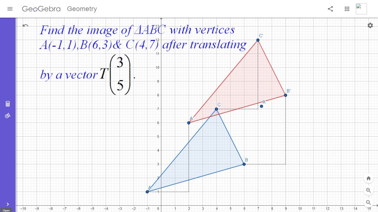translation of given object by translation vector.translation as ...