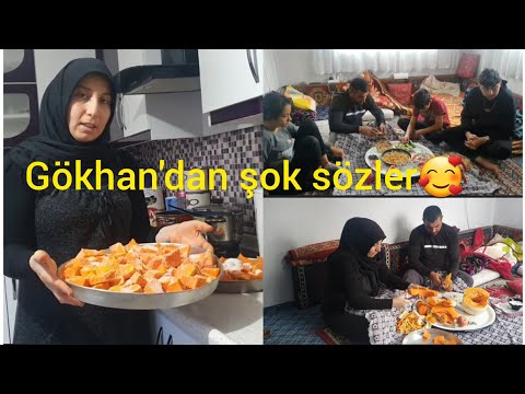 ev halkı hep hasta/kahvaltı/ev temizliği/Göhkan'la balkabağı doğradık