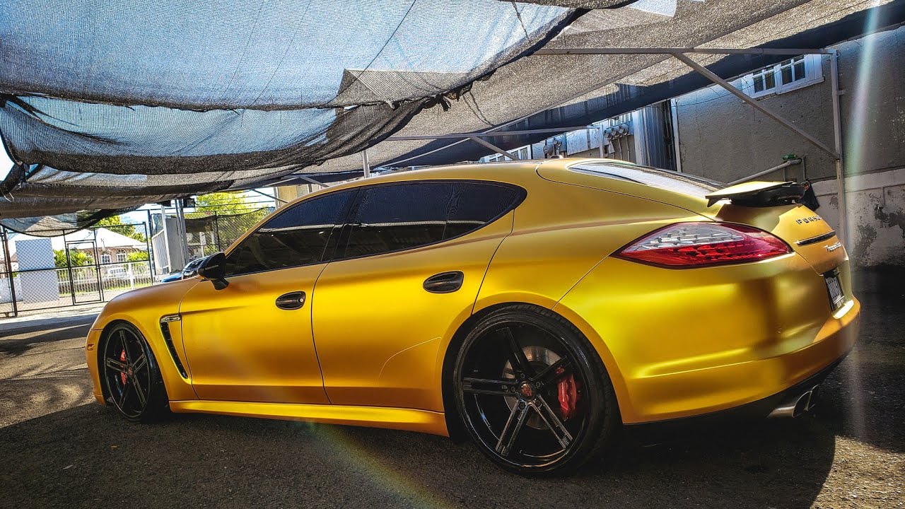 Andre Russell's Porsche Panamera Wrapped in Gold - YouTube