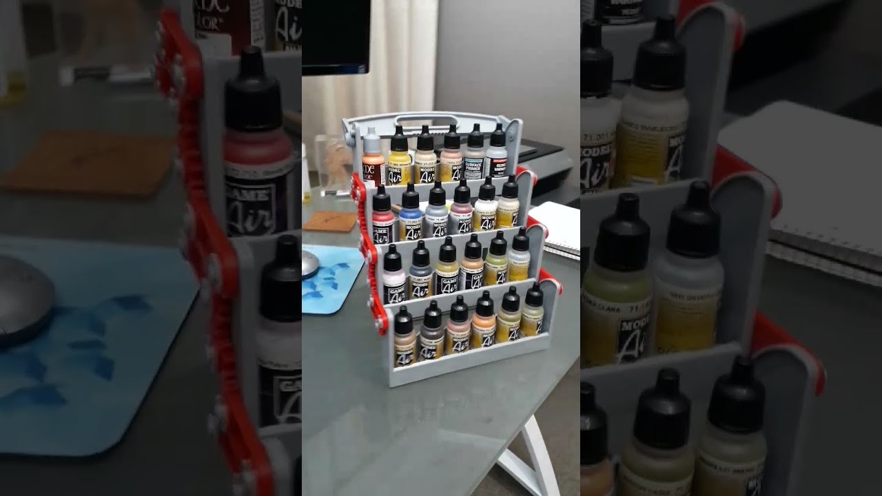 3d printed paint organizer - The Scissor Paint Rack - YouTube