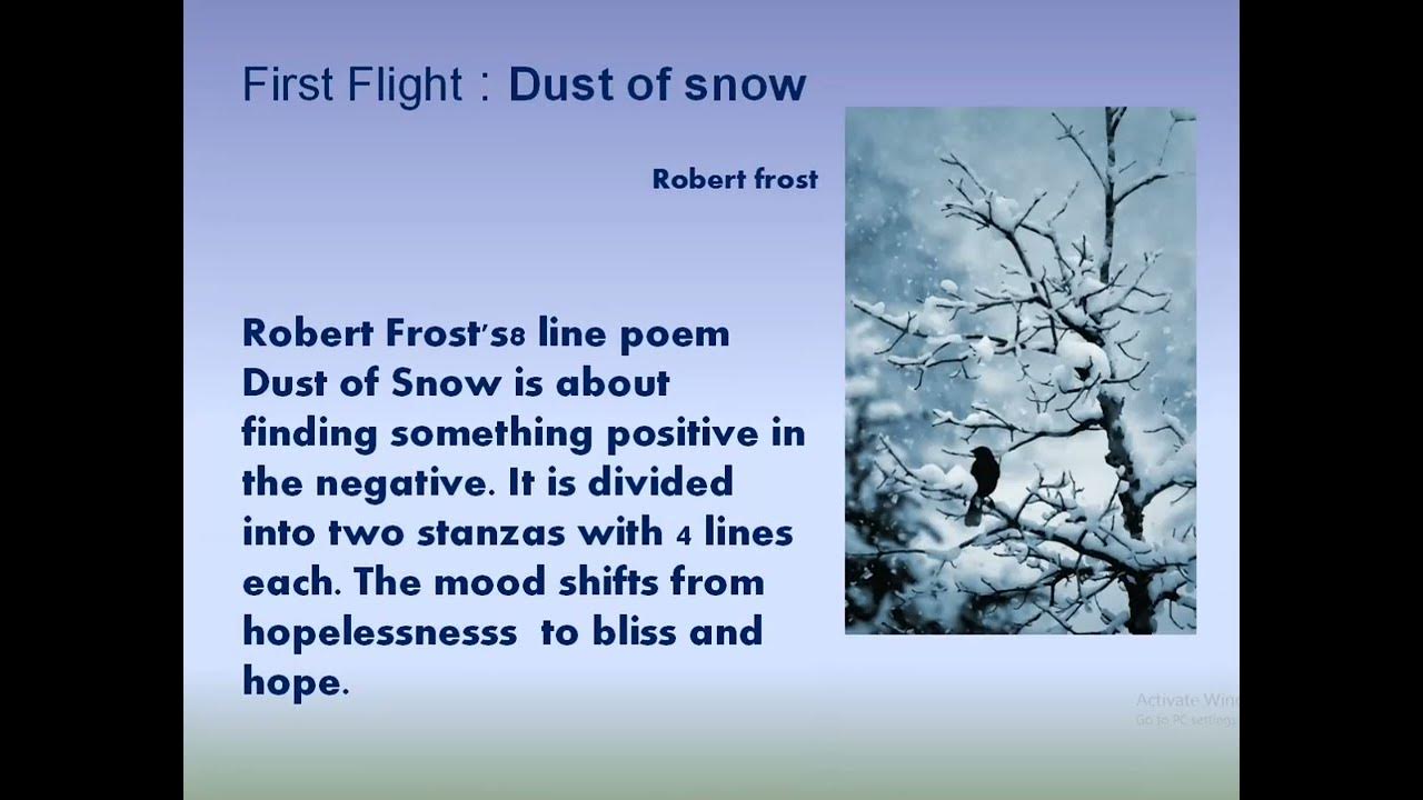 Class 10 FIRST FLIGHT POEM DUST OF SNOW ️🌨️ - YouTube