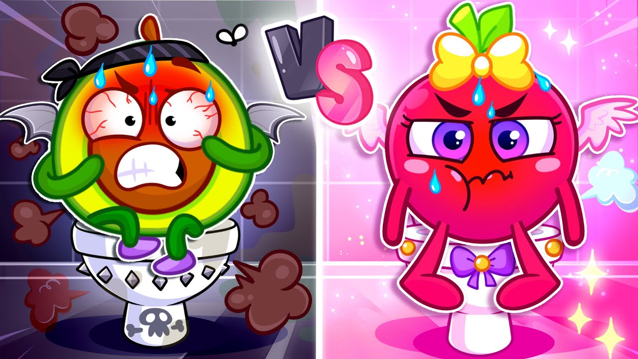 The Poo Poo Song 🚽 Black VS Pink Potty 🖤💗 Nursery Rhymes Cartoons for ...