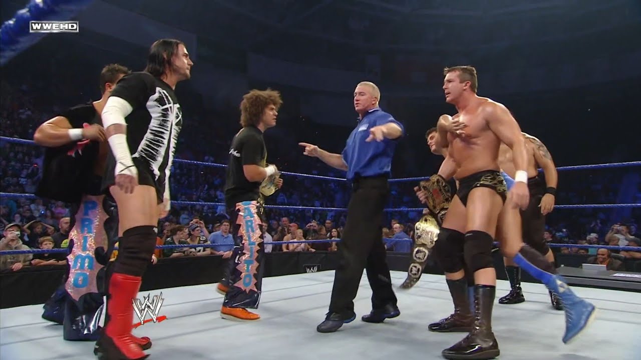 CM Punk, Primo & Carlito vs Ted Dibiase, Cody Rhodes & Manu: WWE ...