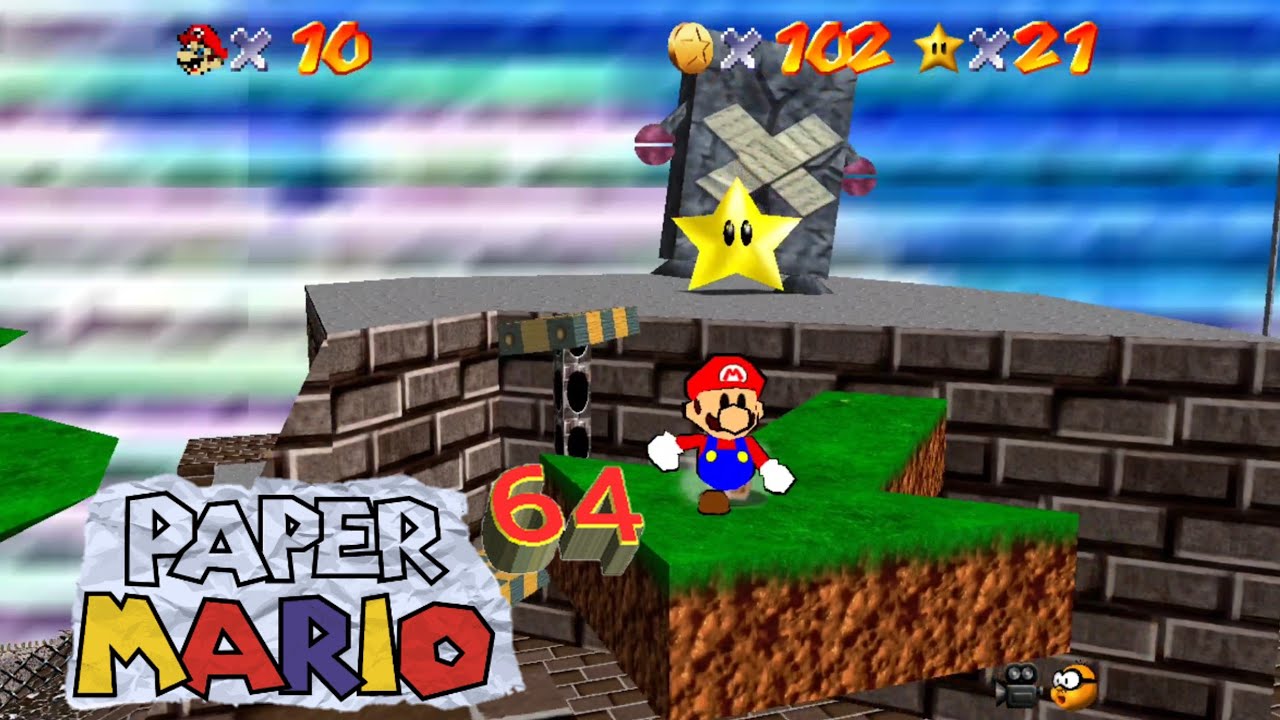 Super Paper Mario 64 v1.1 WideScreen HD Textures Whomp's Fortress Bob ...