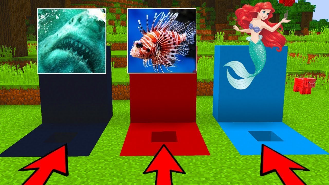DO NOT CHOOSE THE WRONG HOLE in Minecraft PE (Megalodon, Mermaid ...