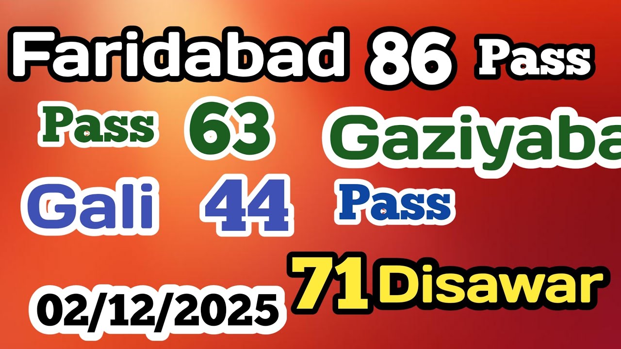 Satta Chart 02 Disambar 2025 Gali Satta King Satta Chart FD 86 Pass. GD ...