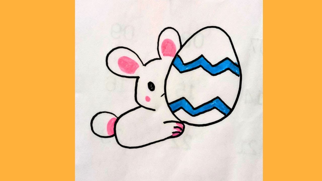 How to draw a easter bunny with egg/Easter Bunny Eggs Drawing - YouTube