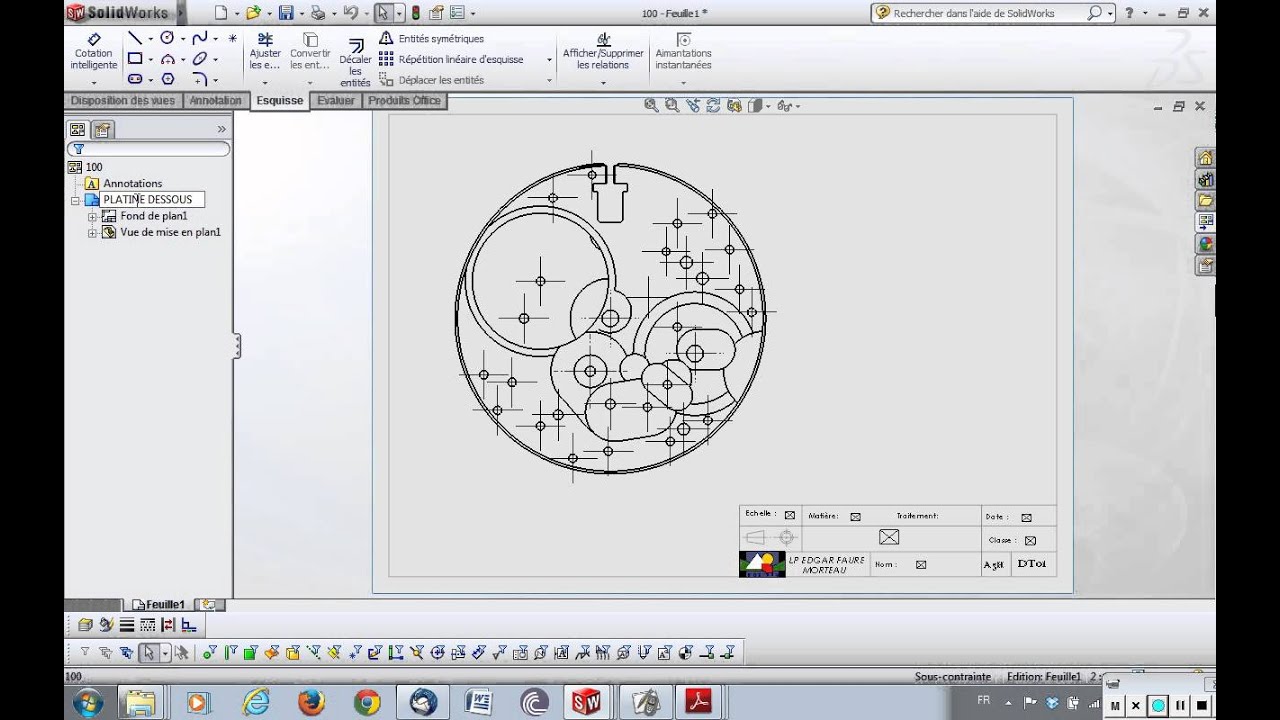 solidworks mise en plan platine horlogerie partie 1 - YouTube