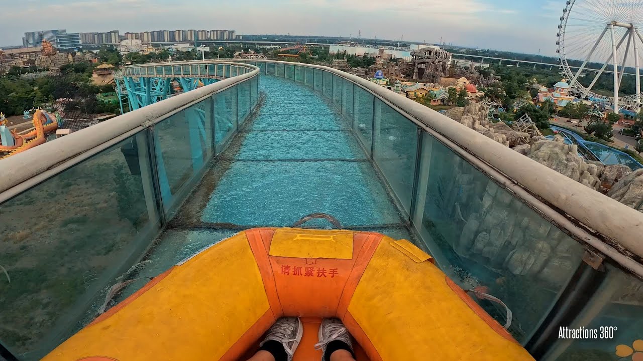 CRAZY GLASS Water Ride | NEVER in America | Glass Bottomed Water Slide ...