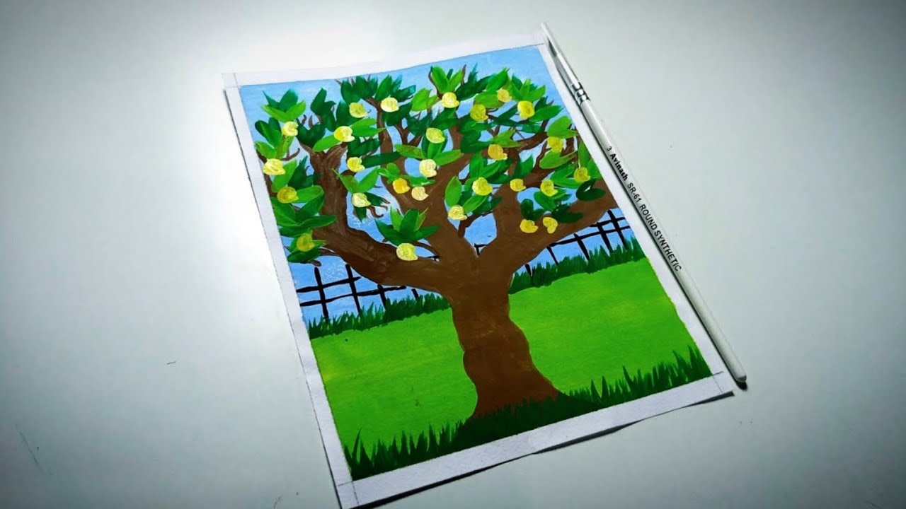 Beautiful Mango Tree Painting 🌳 #painting - YouTube