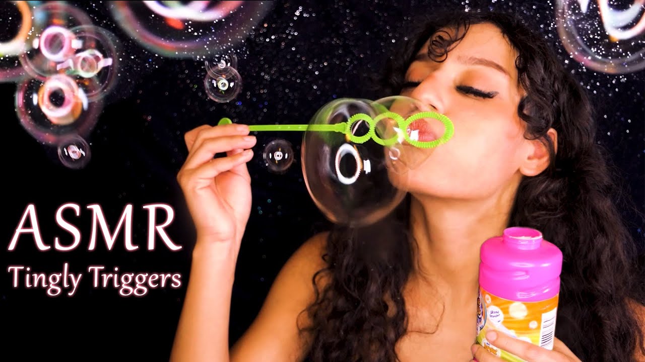 ASMR Kaitlynn blowing bubbles, liquid sounds extra tingly to help you relax and melt stress away ...