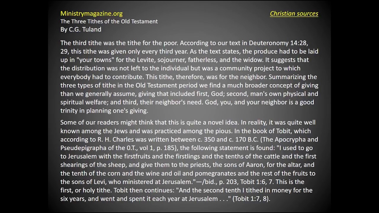 GOCCNY: The history of tithing in Israel - YouTube