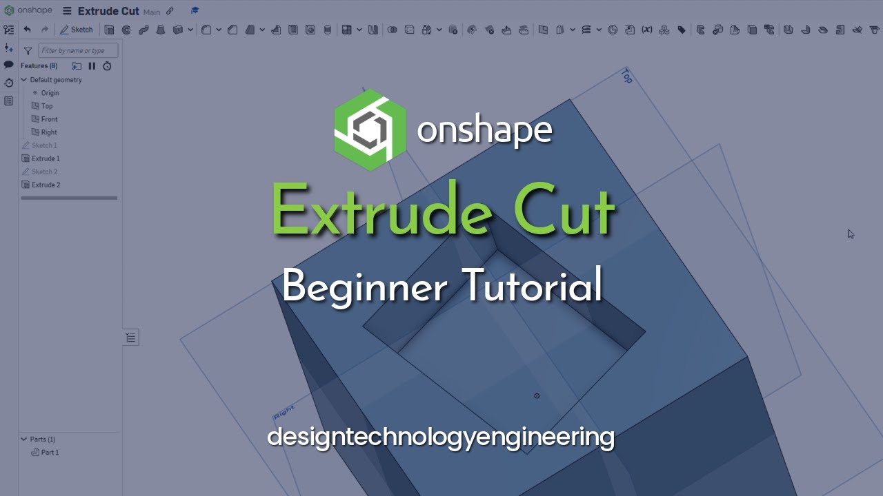 Onshape - Extrude cut - YouTube