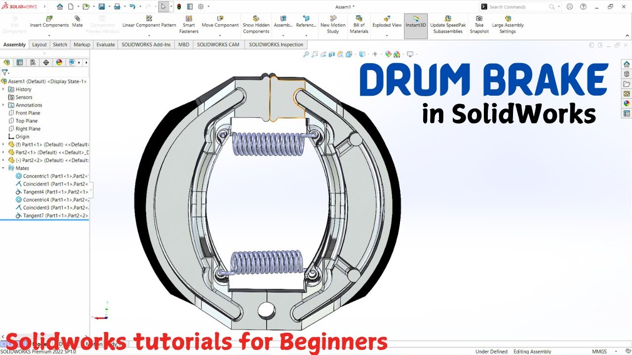 Drum Brake Shoe Designing in SolidWorks | Brake shoe in SolidWorks ...
