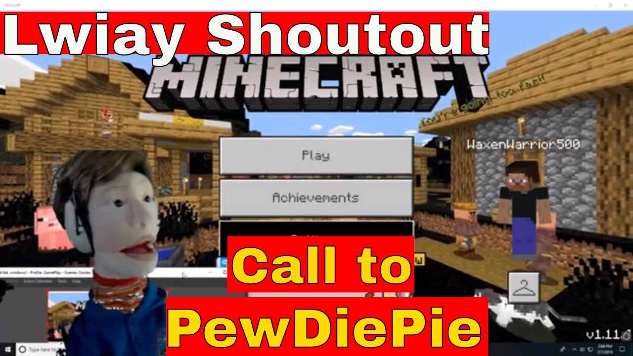PewDiePie Lwiay Minecraft Shout Out from Crazy Puppets Meme Humor ...