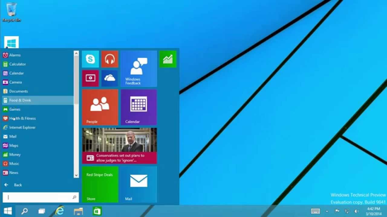 Windows 10 Preview - Start Menu - YouTube