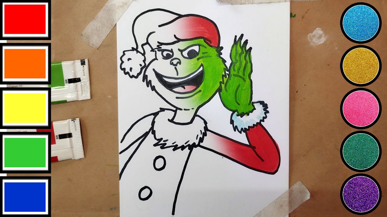 Grinch Face Drawing & Coloring For Kids Toddlers_ Child Art - YouTube