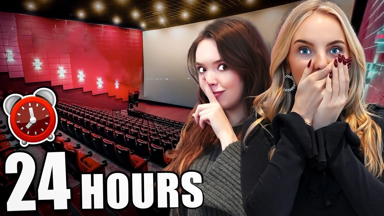 24 Hour Overnight Challenge In A Movie Theater! - YouTube