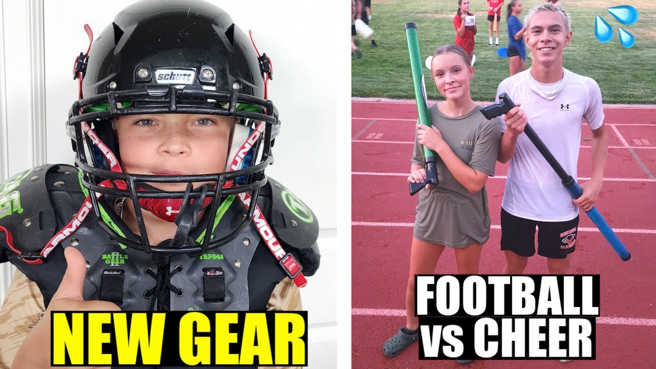 HIGH SCHOOL FOOTBALL TEAM vs CHEERLEADERS WATER FIGHT and NEW HELMET ...