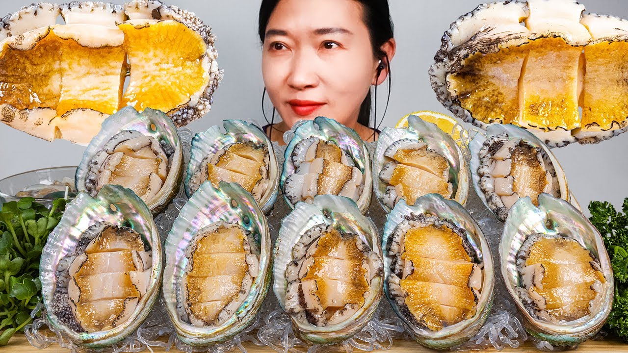 흰쌀밥에 먹어도 맛있는 싱싱한 전복회, 전복내장 리얼사운드 먹방 ASMR RAW ABALONE MUKBANG EATING ...