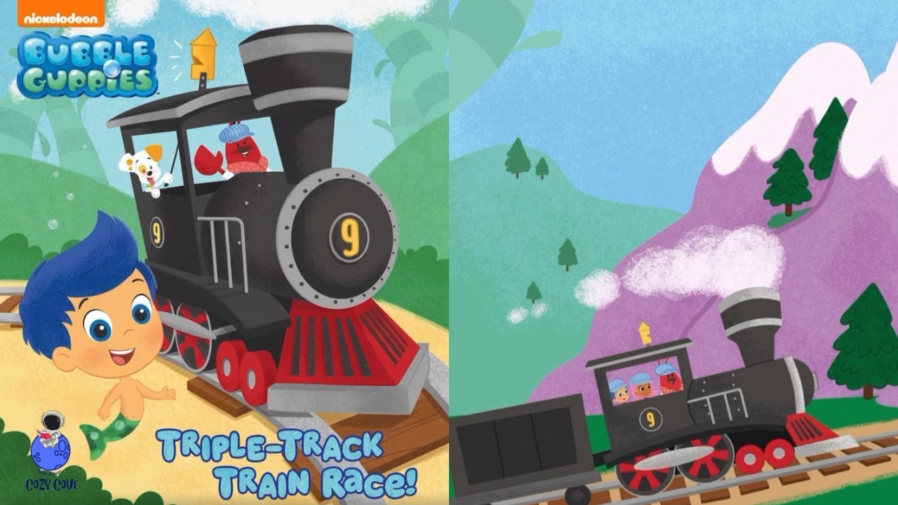 🚂🗻 Bubble Guppies: Triple-Track Train Race! - Kids Read Aloud 📖 - YouTube