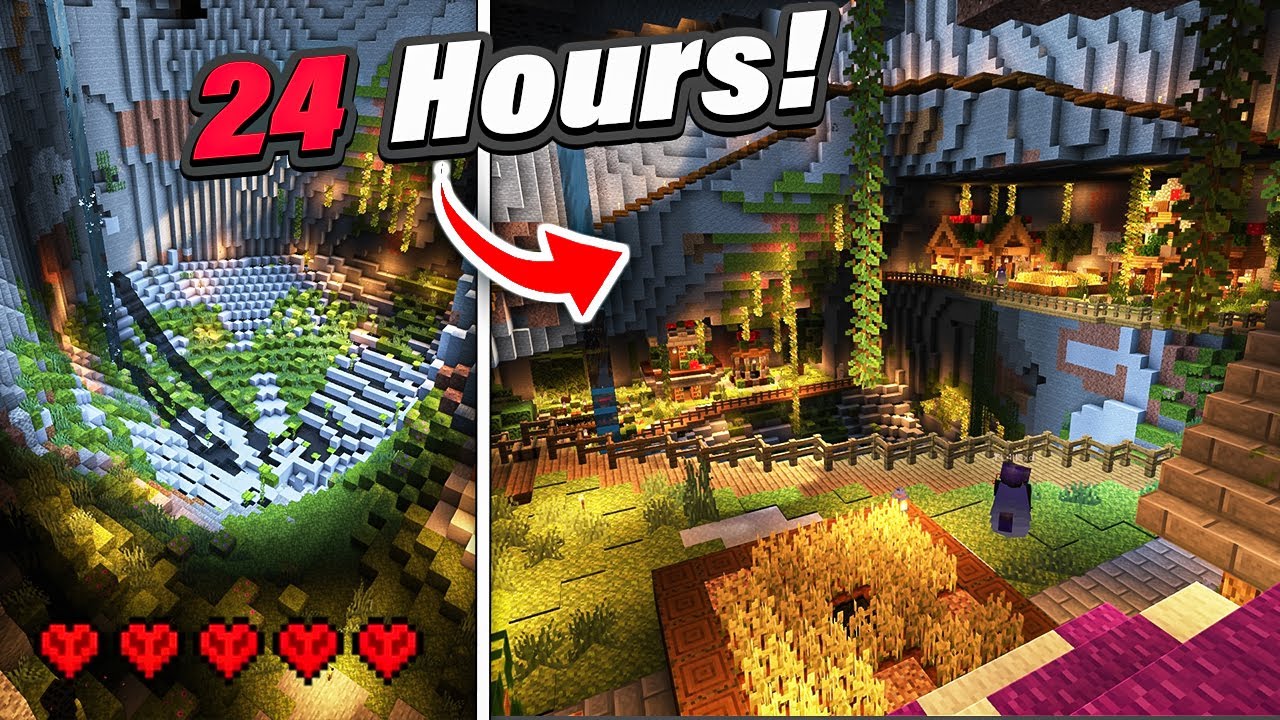 We Transformed a CAVE into a VILLAGE in Minecraft Hardcore! - YouTube
