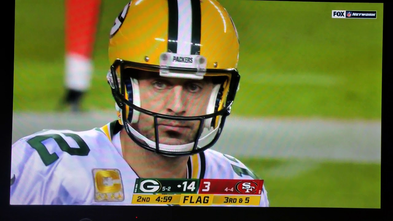 Aaron Rodgers #12 12 men on the field Packers/49ers - YouTube
