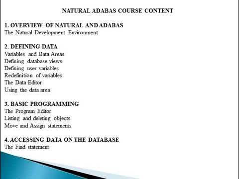 NATURAL ADABAS Course Content | NATURAL ADABAS Online Training - YouTube