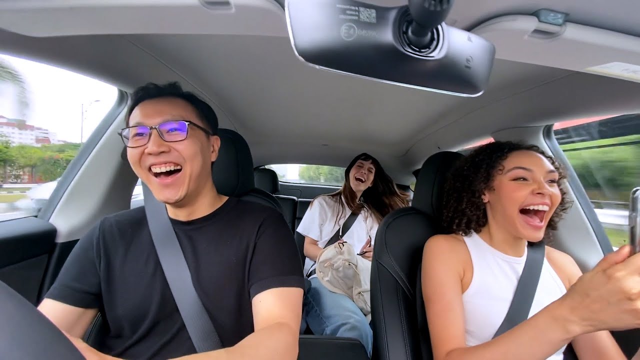 GIRLS REACT to FIRST TIME in Tesla Model Y Acceleration! - YouTube