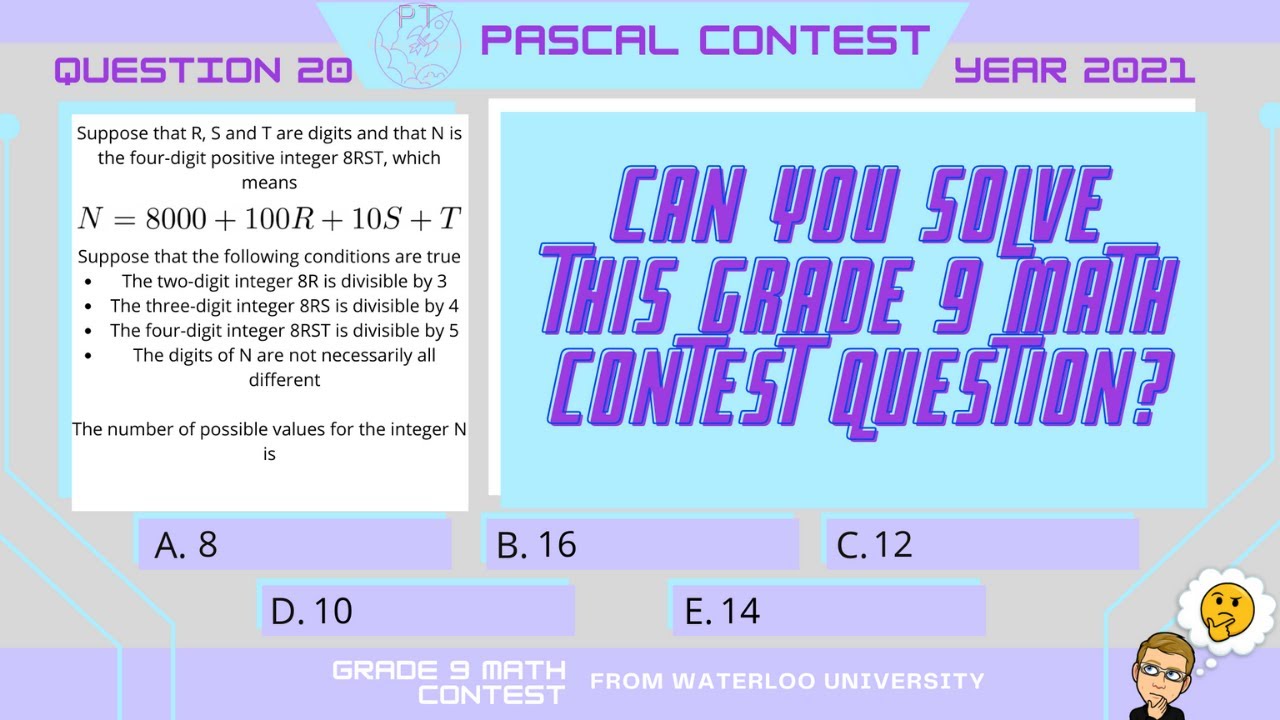 Grade 9 Math - Pascal Contest Question 20 - 2021 - YouTube