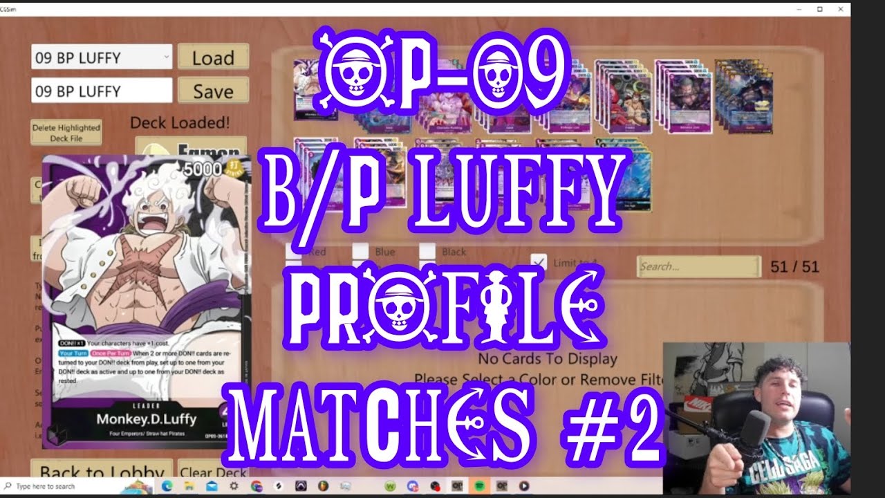 BLACK PURPLE LUFFY OP09 DECK PROFILE PLUS GAMEPLAY! PART 2 THE ...