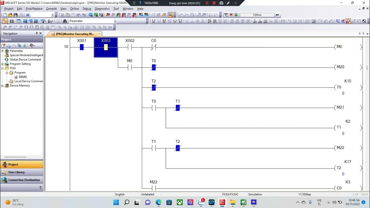 Lập trình PLC mitsubishi cho đèn giao thông ngã tư dùng lệnh thời gian ...