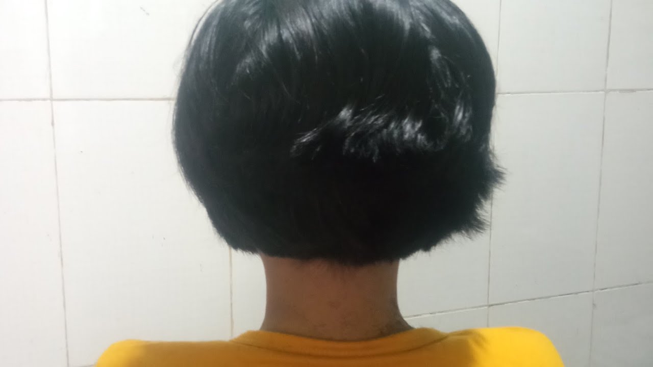 potong rambut panjang dan tebel jadi bondol seleher - YouTube