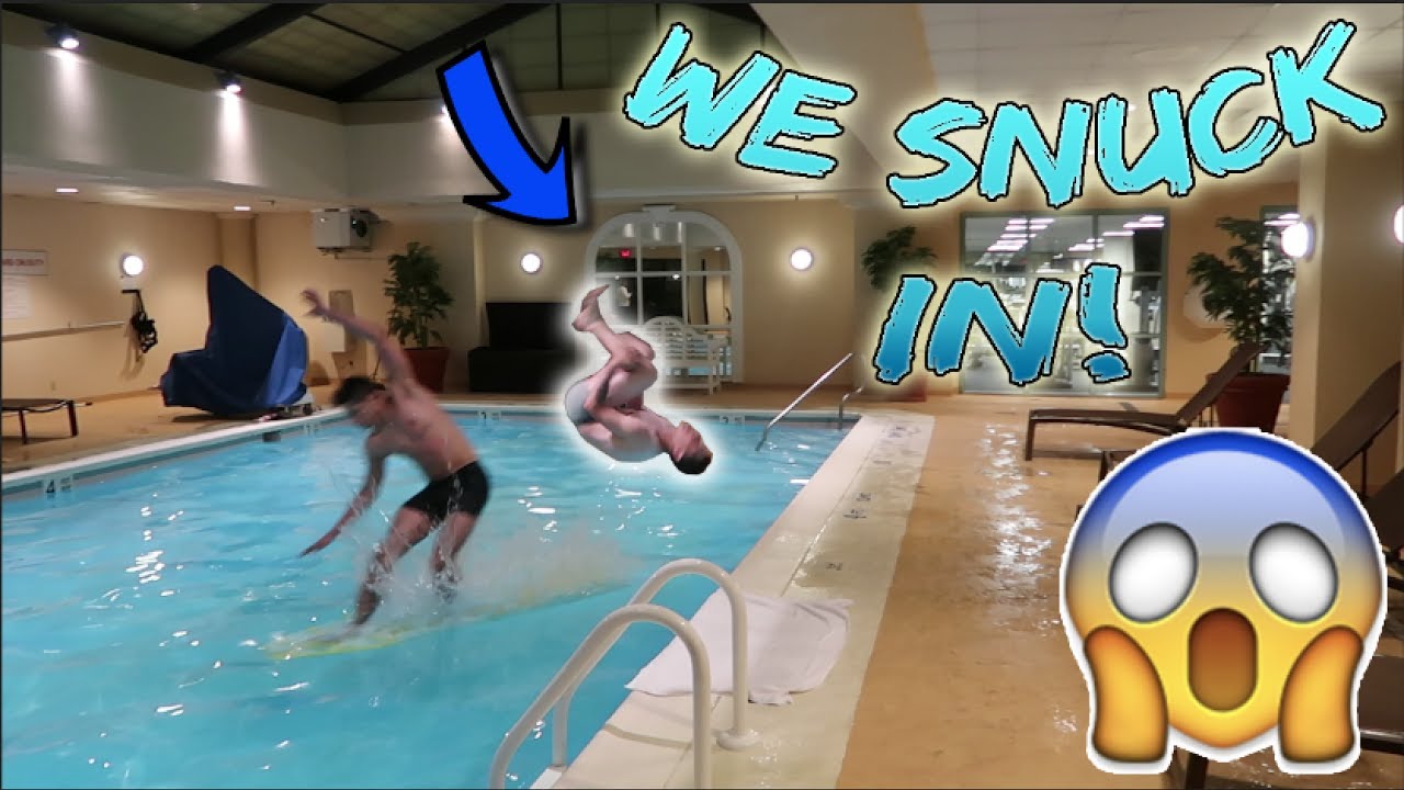 WE SNUCK INTO A HOTEL! (JUMPED IN POOL) - YouTube