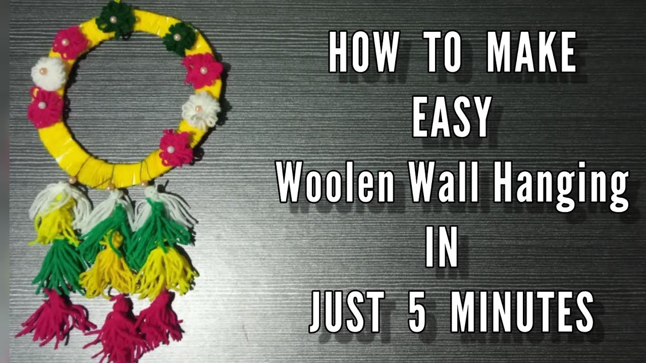DIY Easy Woolen Flower Wall Hanging || Woolen Thread Wall Hanging Craft ...