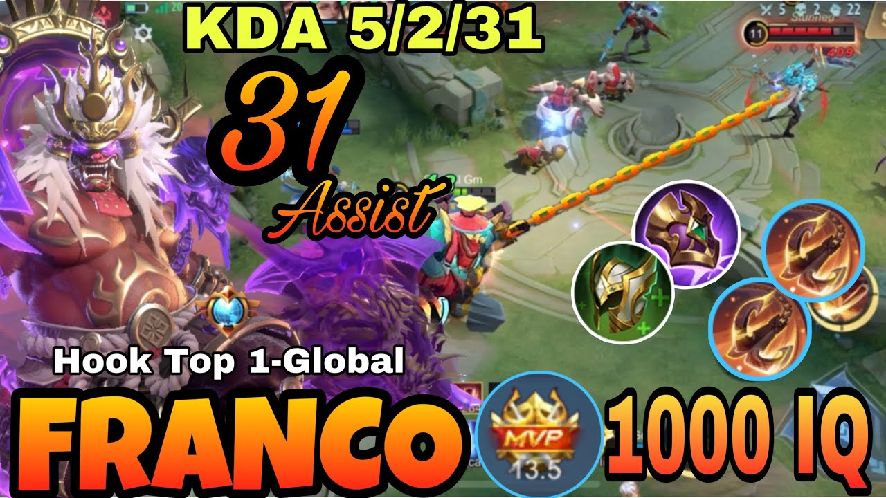Franco best build 2023 || Franco hook Top 1 Global || Mobile Legends ...