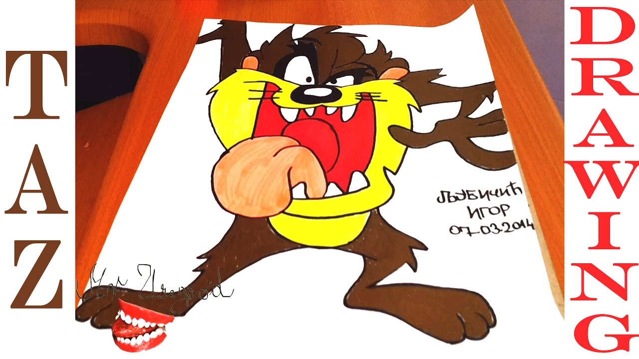 How to Draw TAZ/Tasmanian Devil Easy and color | Looney Tunes cartoon ...