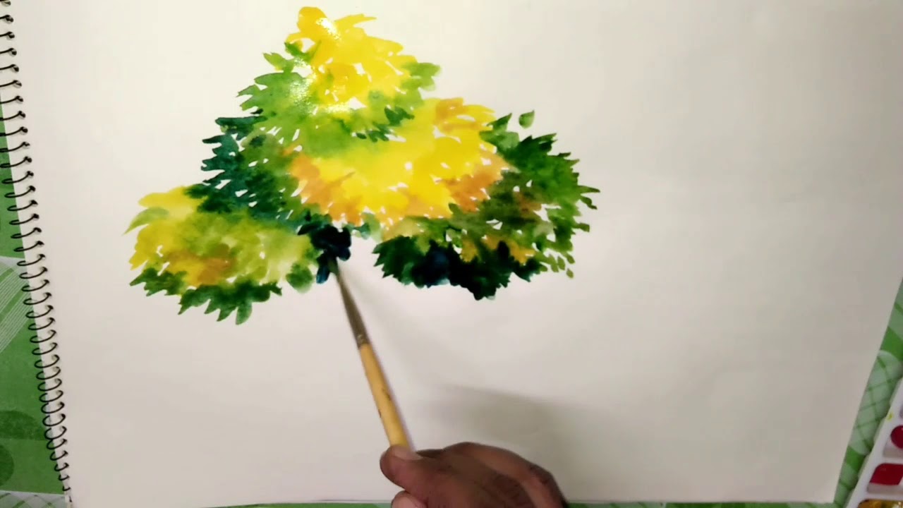 How to paint a tree with water colour - YouTube