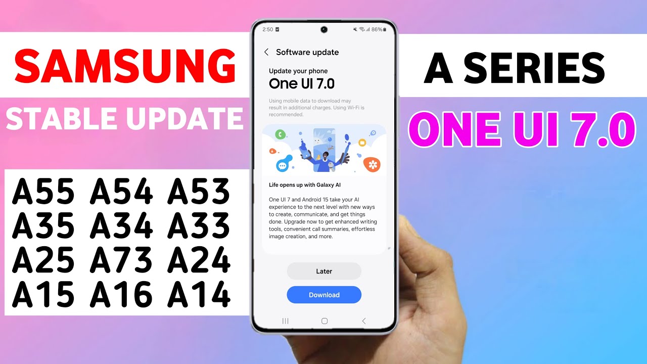 Samsung One Ui 7.0 Stable Update For Samsung A35,A55,A73,A15,A16,A25 ...