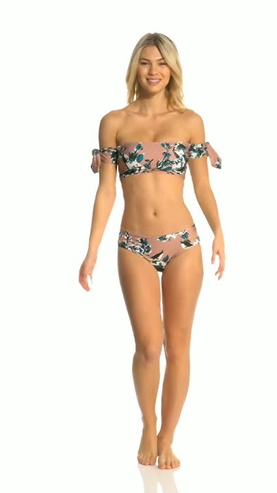 Splendid Watercolor Floral Off Shoulder Bandeau Bikini Top Swimoutlet