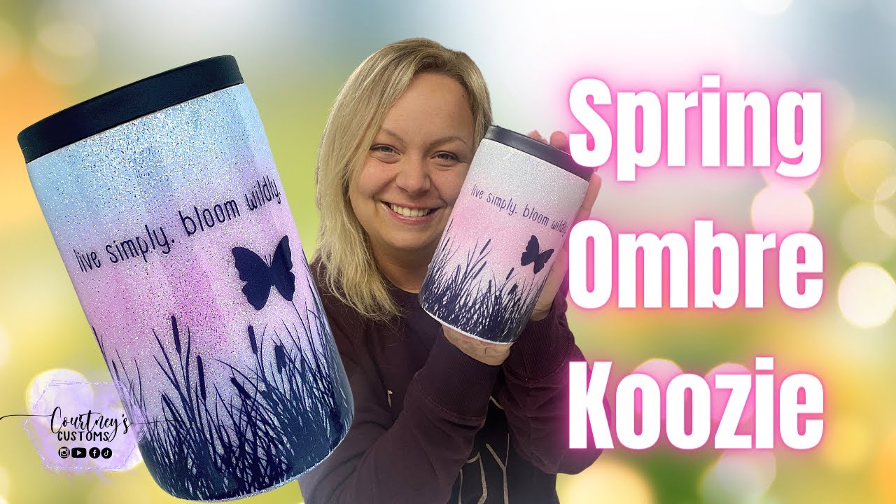 Spring Koozie Tumbler Tutorial | 3 Tone Glitter Ombre Tumbler Tutorial ...
