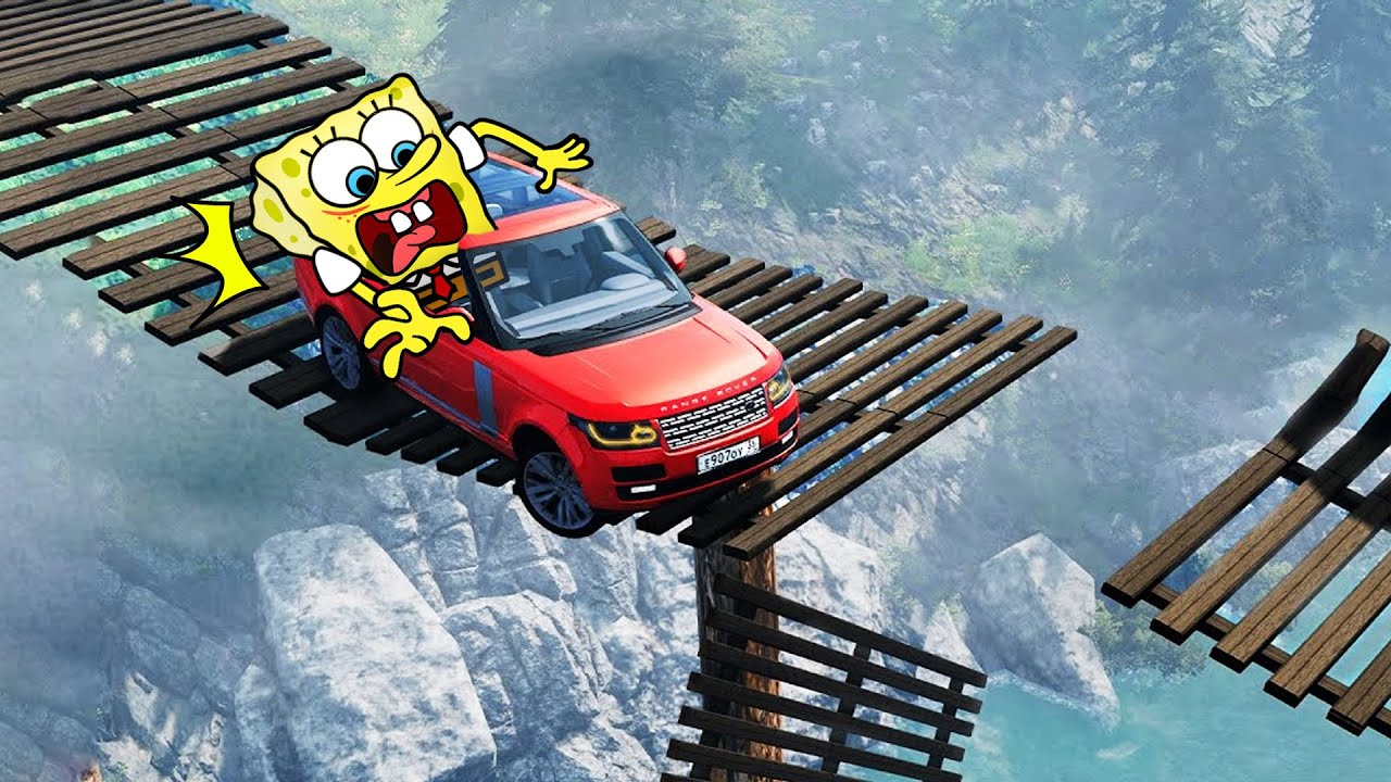 Spongebob Reaction: Cars vs Broken Bridge | BeamNG Drive Car Crashes ...