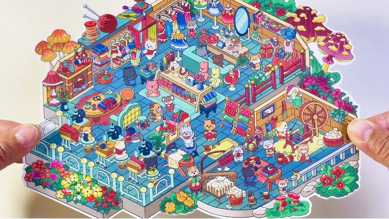 [ASMR]DIY an animal tailor shop and a happy cake shop with stickers🍰 ...